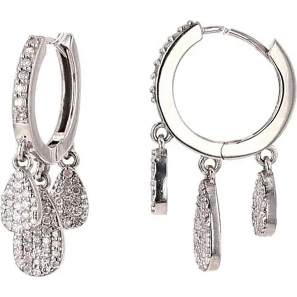 Sheryl Lowe Diamond Shaker Hoop Earrings - Sterling Silver