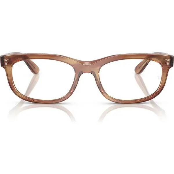Ray-ban 56mm Oval Optical Glasses - Striped Brown