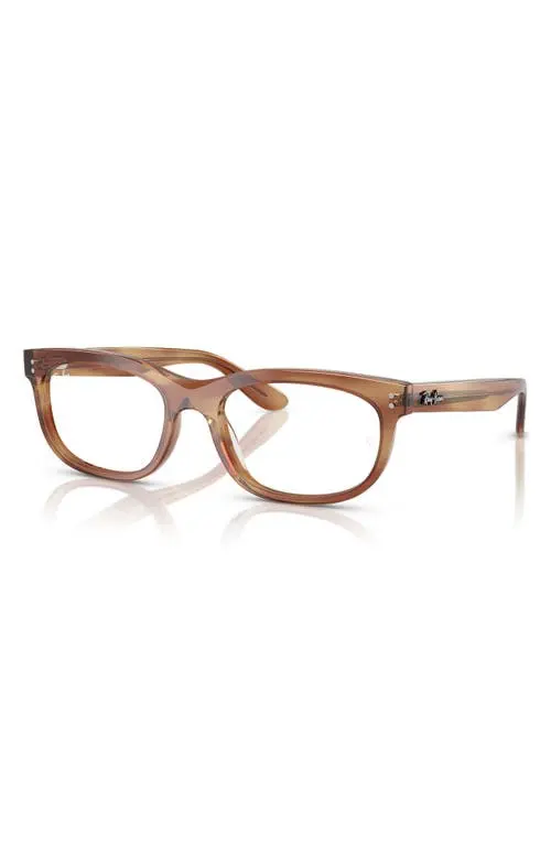 Ray-ban 56mm Oval Optical Glasses - Striped Brown