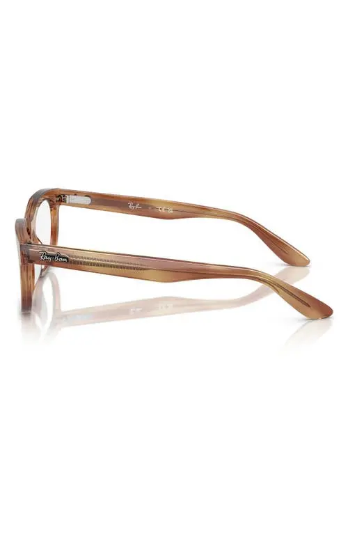 Ray-ban 56mm Oval Optical Glasses - Striped Brown