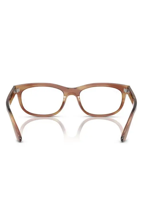 Ray-ban 56mm Oval Optical Glasses - Striped Brown