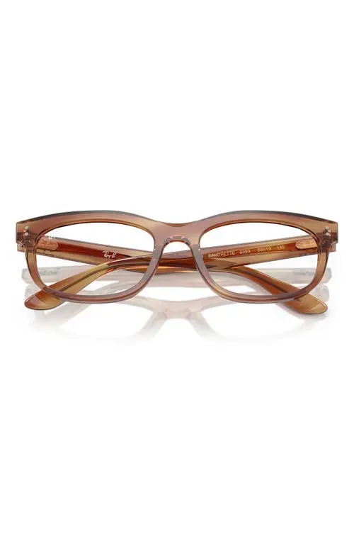 Ray-ban 56mm Oval Optical Glasses - Striped Brown