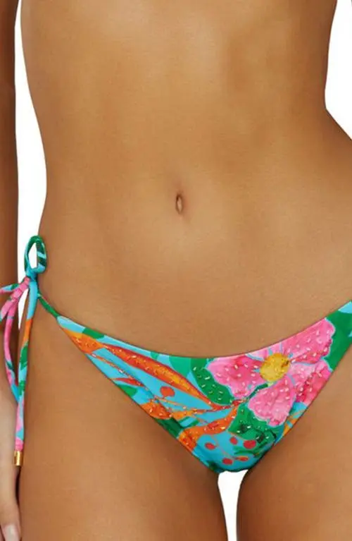 PQ Embroidered Tie Side Bikini Bottoms - Zinnia