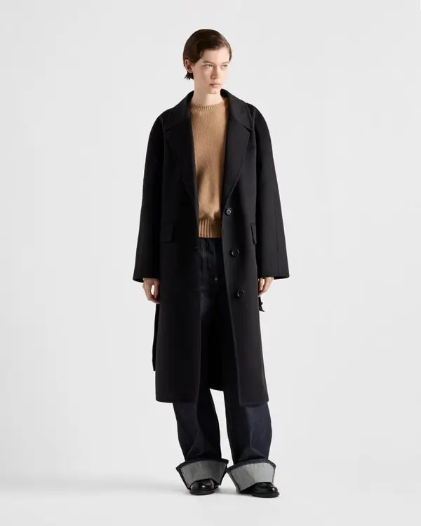 Prada Single-breasted Cashgora Overcoat