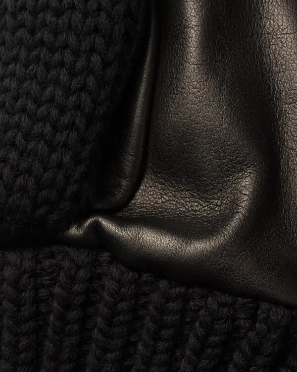 Prada Wool And Nappa Leather Gloves - Black