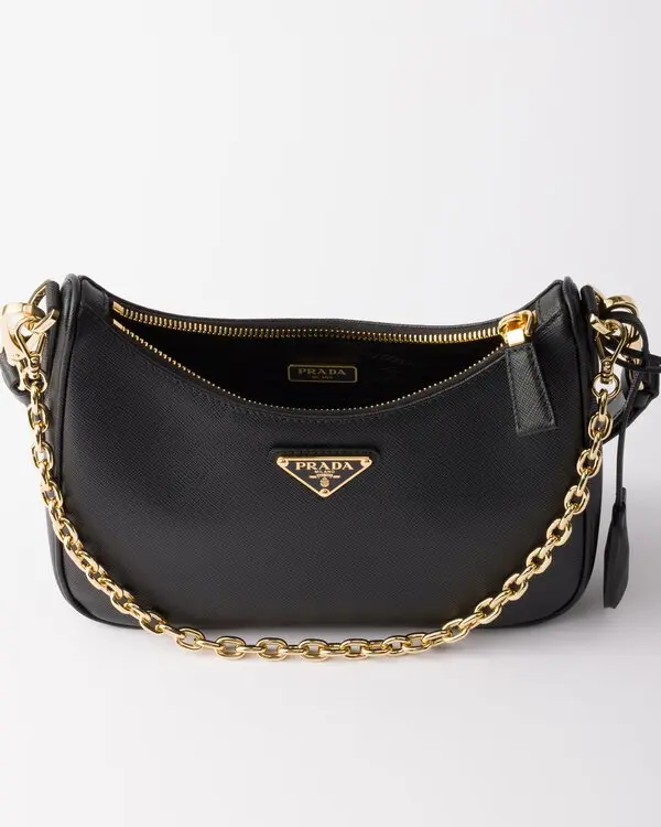 Prada Re-edition Mini Saffiano Leather Bag - Black