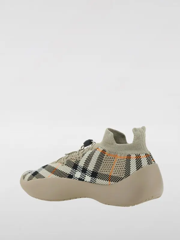 Burberry Checked Knit Sneakers - Beige