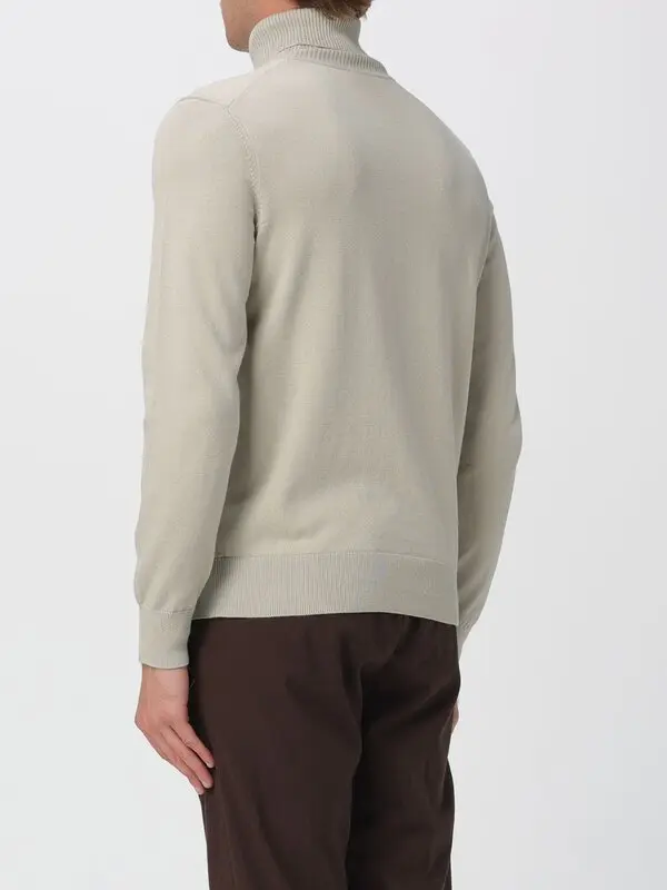 BOSS Turtleneck Sweater With Logo Patch - Beige