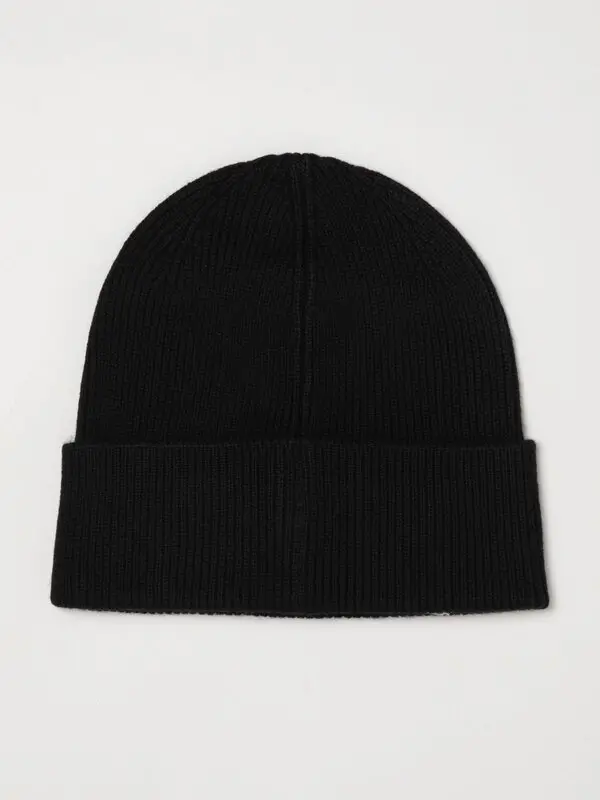 BOSS Ribbed Wool-blend Knit Beanie Hat With Embroidered Logo - Black