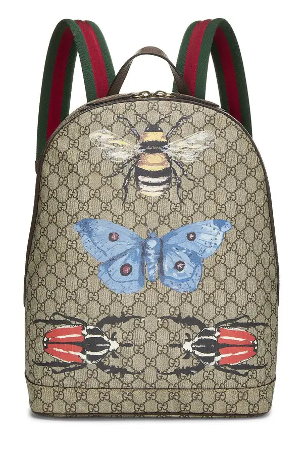 Gucci Gg Supreme Magnetismo Insect Backpack - Brown