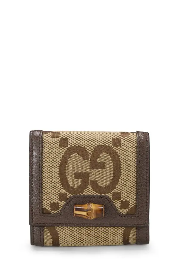 Gucci Jumbo Gg Canvas Diana Compact Wallet - Brown