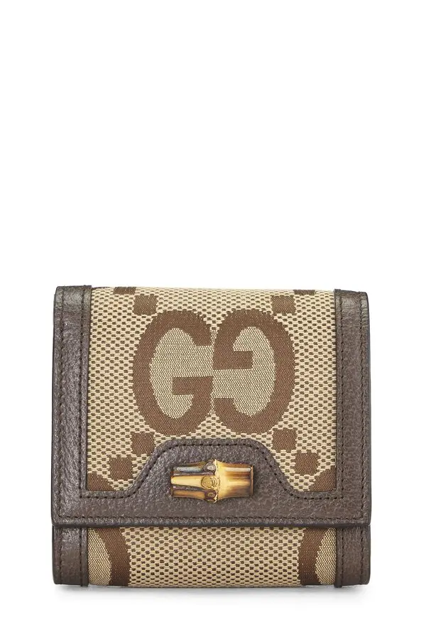 Gucci Jumbo Gg Canvas Diana Compact Wallet - Brown