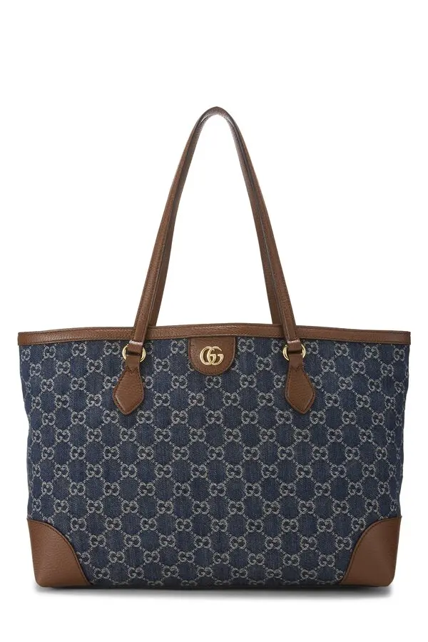 Gucci Denim Gg Ophidia Tote - Blue