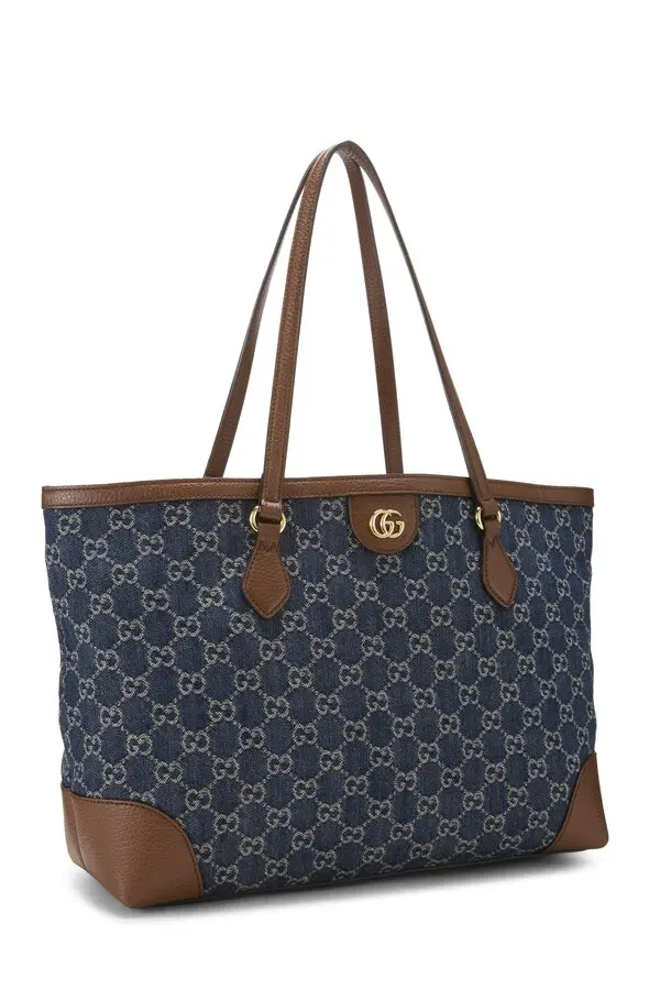 Gucci Denim Gg Ophidia Tote - Blue