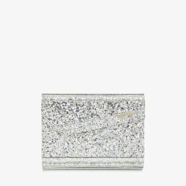 JIMMY CHOO Candy Glitter Acrylic Clutch - Silver