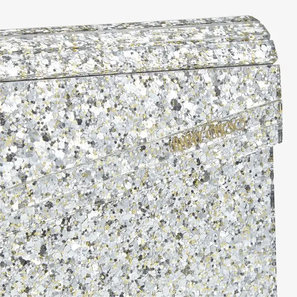 JIMMY CHOO Candy Glitter Acrylic Clutch - Silver