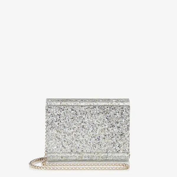 JIMMY CHOO Candy Glitter Acrylic Clutch - Silver