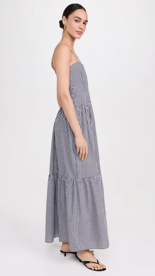 knee length dresses for ladies Luela Smocked Linen Maxi Dress With Thin Shoulder Straps – Bali Lane main image 0