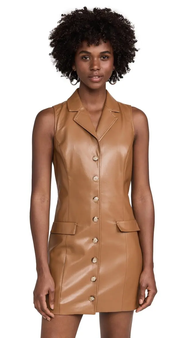 Paige Graciella Faux Leather Dress In Argan Oil - 75% Off | Editorialist