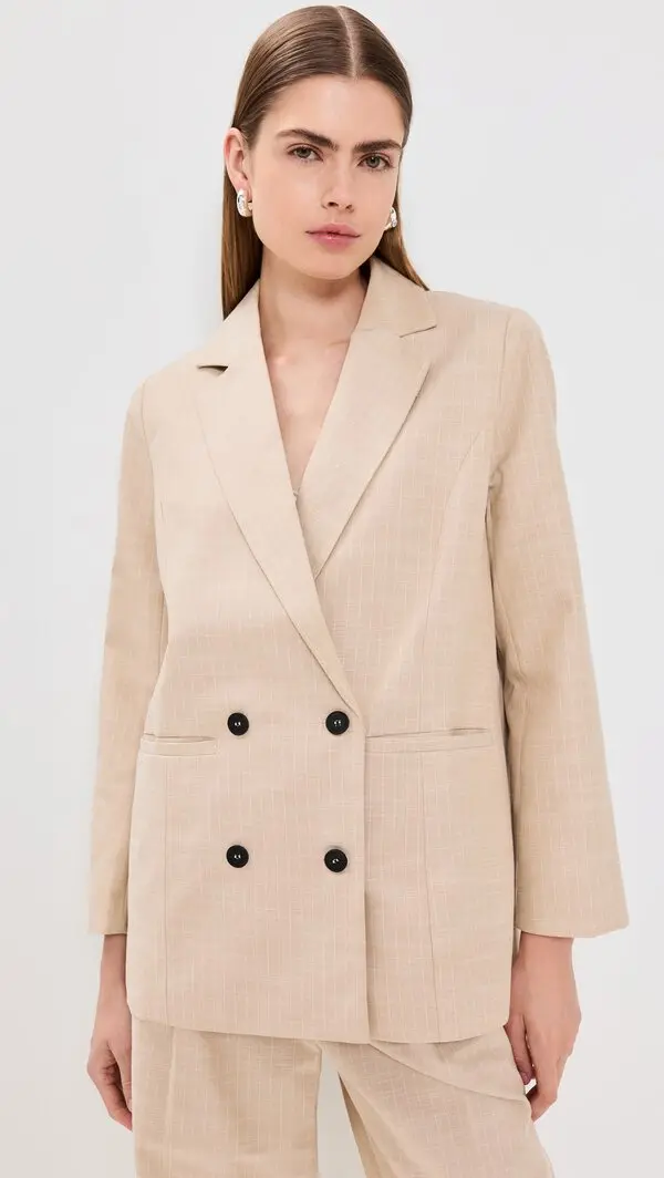 Lioness La Quinta Blazer - Tan Pinstripe