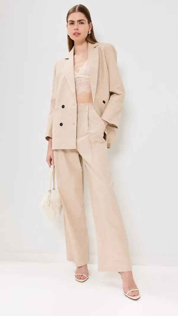 Lioness La Quinta Blazer - Tan Pinstripe