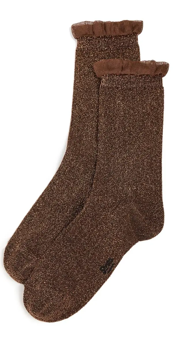 STEMS Soft Ruffle Metallic Socks - Copper