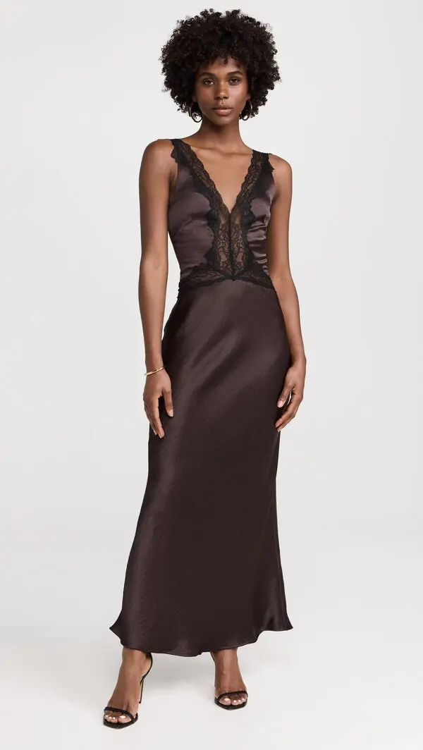 chinese dress ladies Allegra Lace Panelled Mini Dress | Espresso | Dresses main image 0