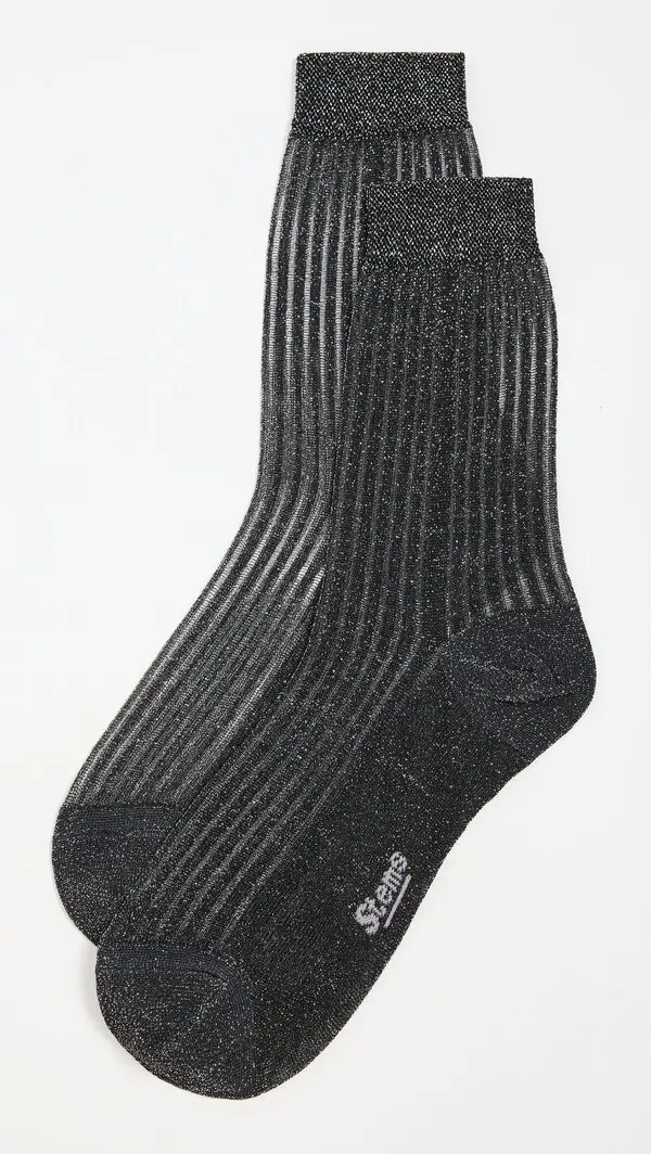 STEMS Fine Ribbed Metallic Crew Socks