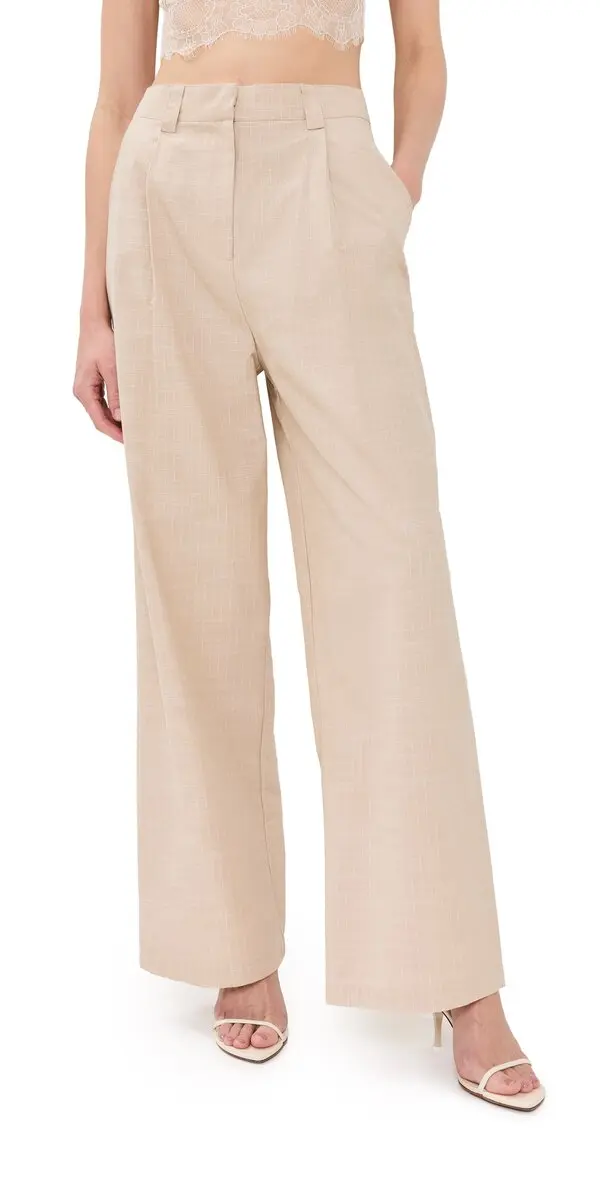 Lioness La Quinta Pinstriped Trousers - Tan Pinstripe