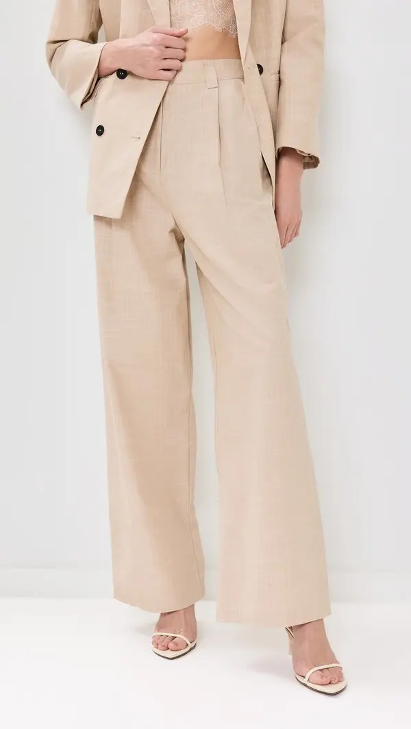 Lioness La Quinta Pinstriped Trousers - Tan Pinstripe