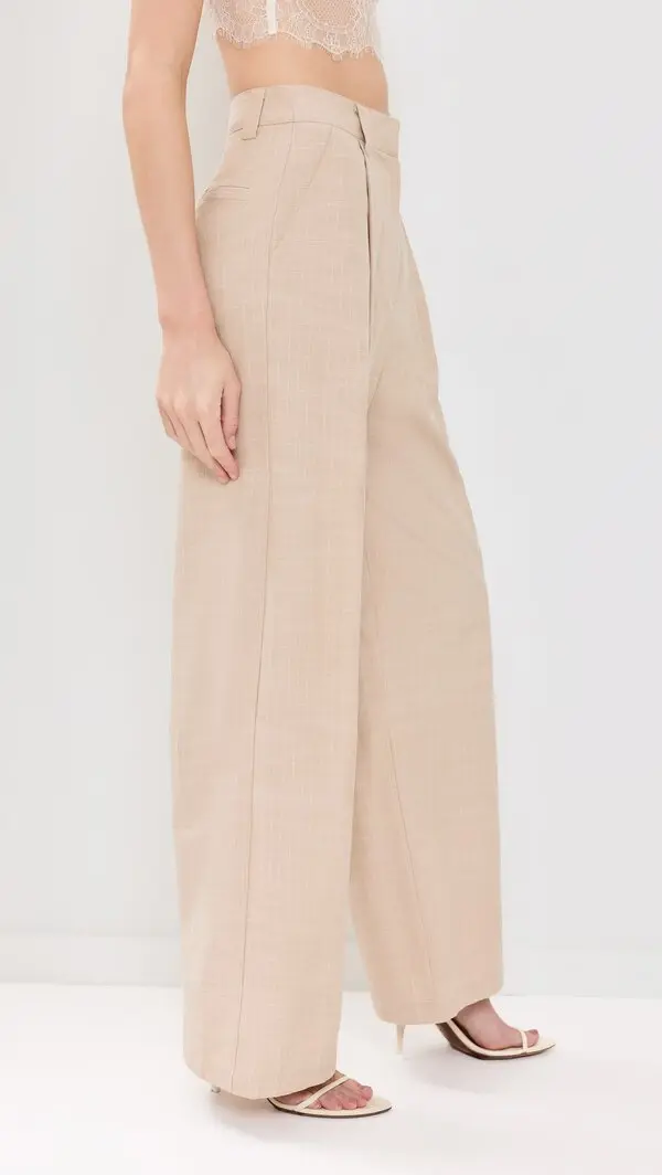 Lioness La Quinta Pinstriped Trousers - Tan Pinstripe