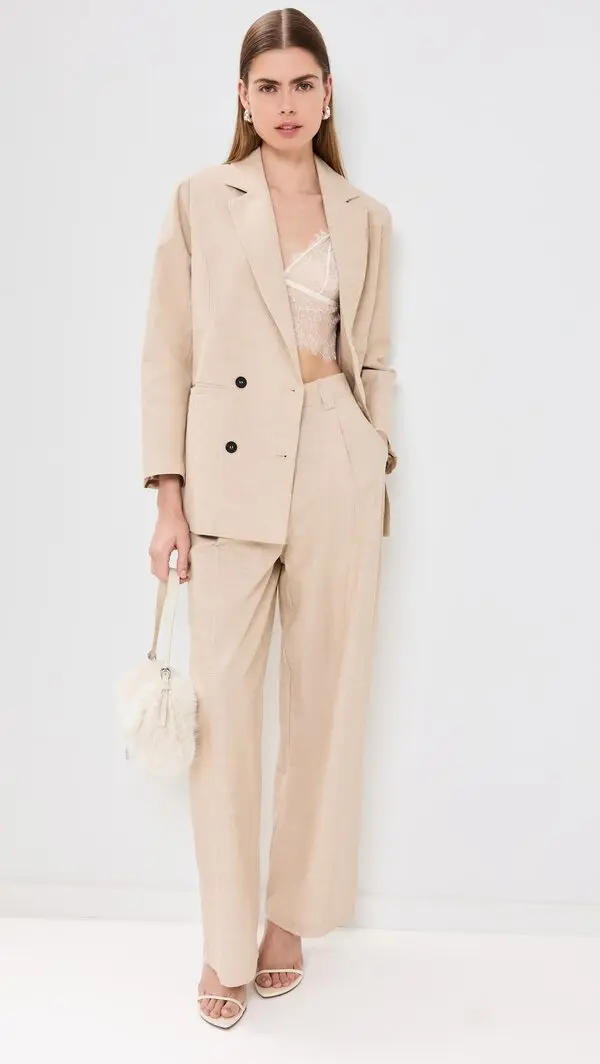 Lioness La Quinta Pinstriped Trousers - Tan Pinstripe