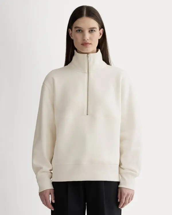 Everlane Luxe Fleece Half-zip Sweatshirt - Bone