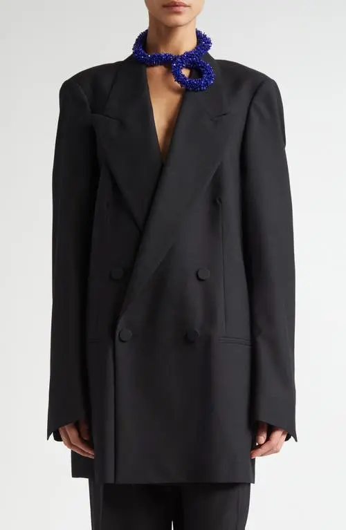 Dries Van Noten Blink Double-breasted Oversized Wool Toile Jacket