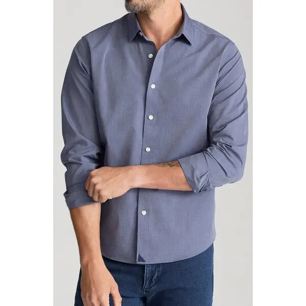 UNTUCKIT Orville Mélange Wrinkle Free Cotton Button-up Shirt - Blue