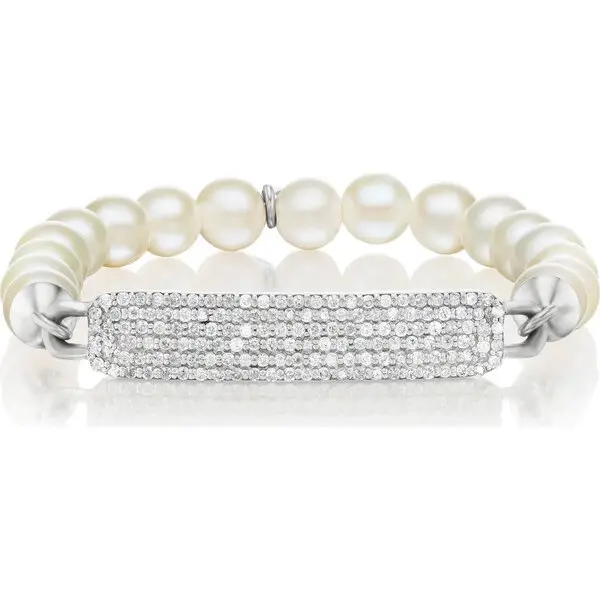 Sheryl Lowe Diamond And Pearl Beaded Bracelet - Pearl / Sterling Silver