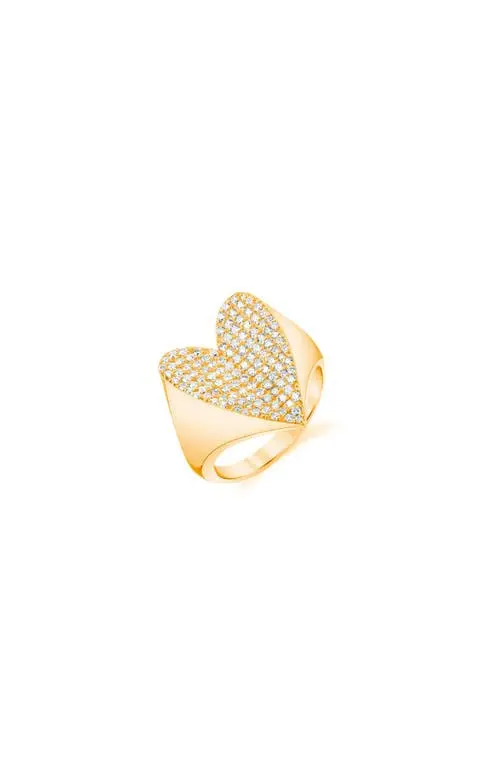 Sheryl Lowe Diamond Heart Ring - 14kt Yellow Gold