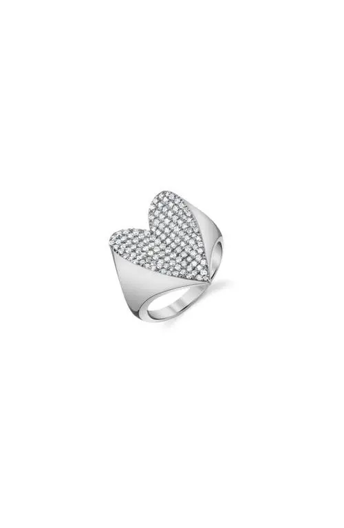 Sheryl Lowe Diamond Heart Ring - Sterling Silver