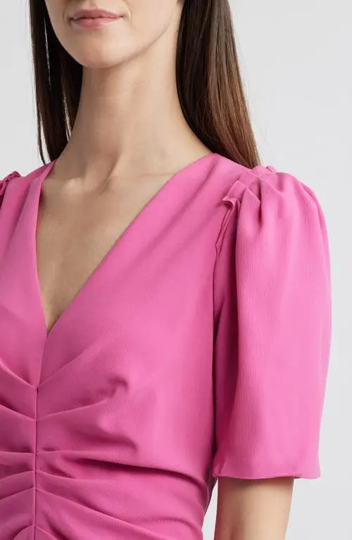 Vince Camuto Center Ruched Crepe Midi Dress In Peony - 63% Off |  Editorialist