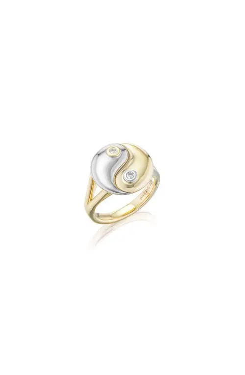 Sheryl Lowe Two Tone Yin Yang Diamond Ring - Silver /gold