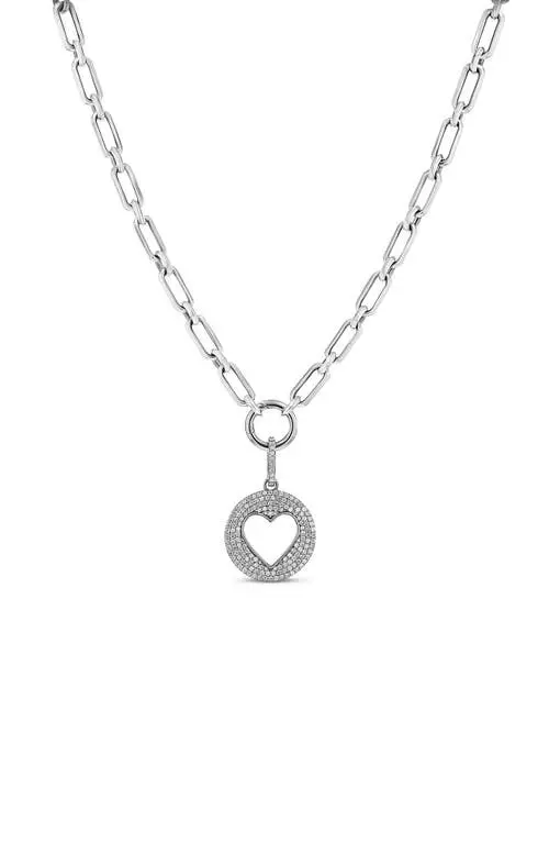 Sheryl Lowe Diamond Open Heart Pendant Necklace - Sterling Silver
