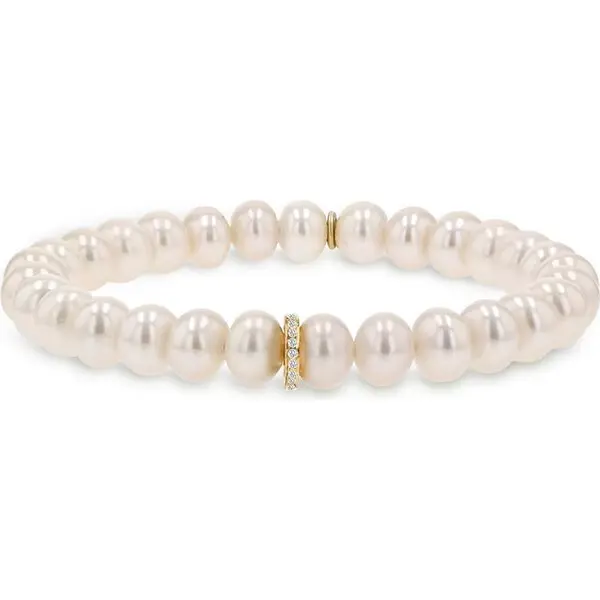 Sheryl Lowe 14k Yellow Gold Pearl And Diamond Bracelet - Pearl / Gold