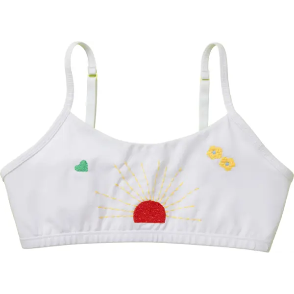 YELLOWBERRY Sunshine Embroidered Cotton Bra - White Marshmallow