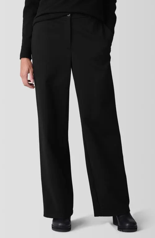 Eileen Fisher Washable Flex Ponte Wide Leg Pants - Black