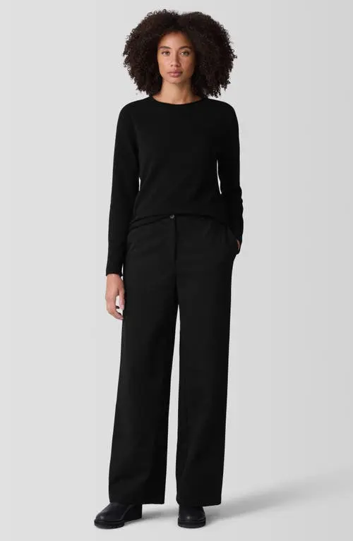 Eileen Fisher Washable Flex Ponte Wide Leg Pants - Black
