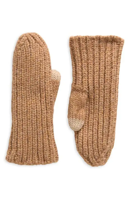 UGG Metallic Chunky Rib Mittens - Camel