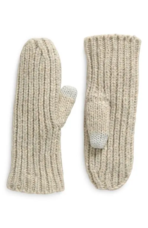 UGG Metallic Chunky Rib Mittens - Light Grey