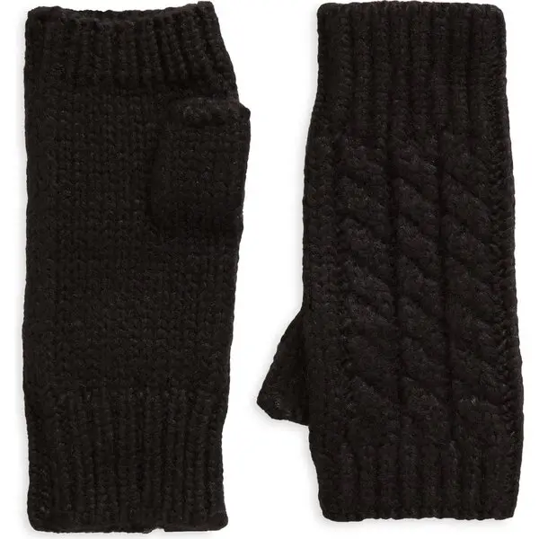 UGG Cable Knit Fingerless Gloves - Black