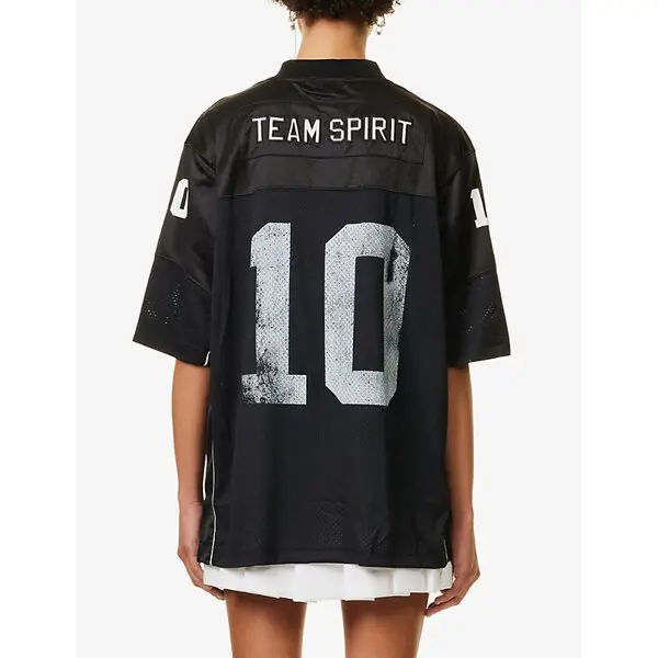 Jaded London Team Spirit Football Rhinestone-Star-Print Woven T