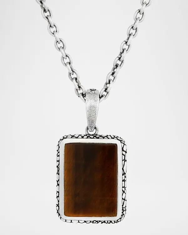 John Varvatos Snakeskin Sterling Silver Pendant Necklace - Tiger's Eye
